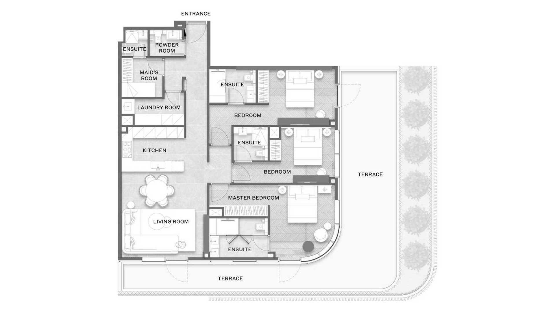 Apartment floor plan «TYPE A», 3 bedrooms, Avida Residences | Emirates ...