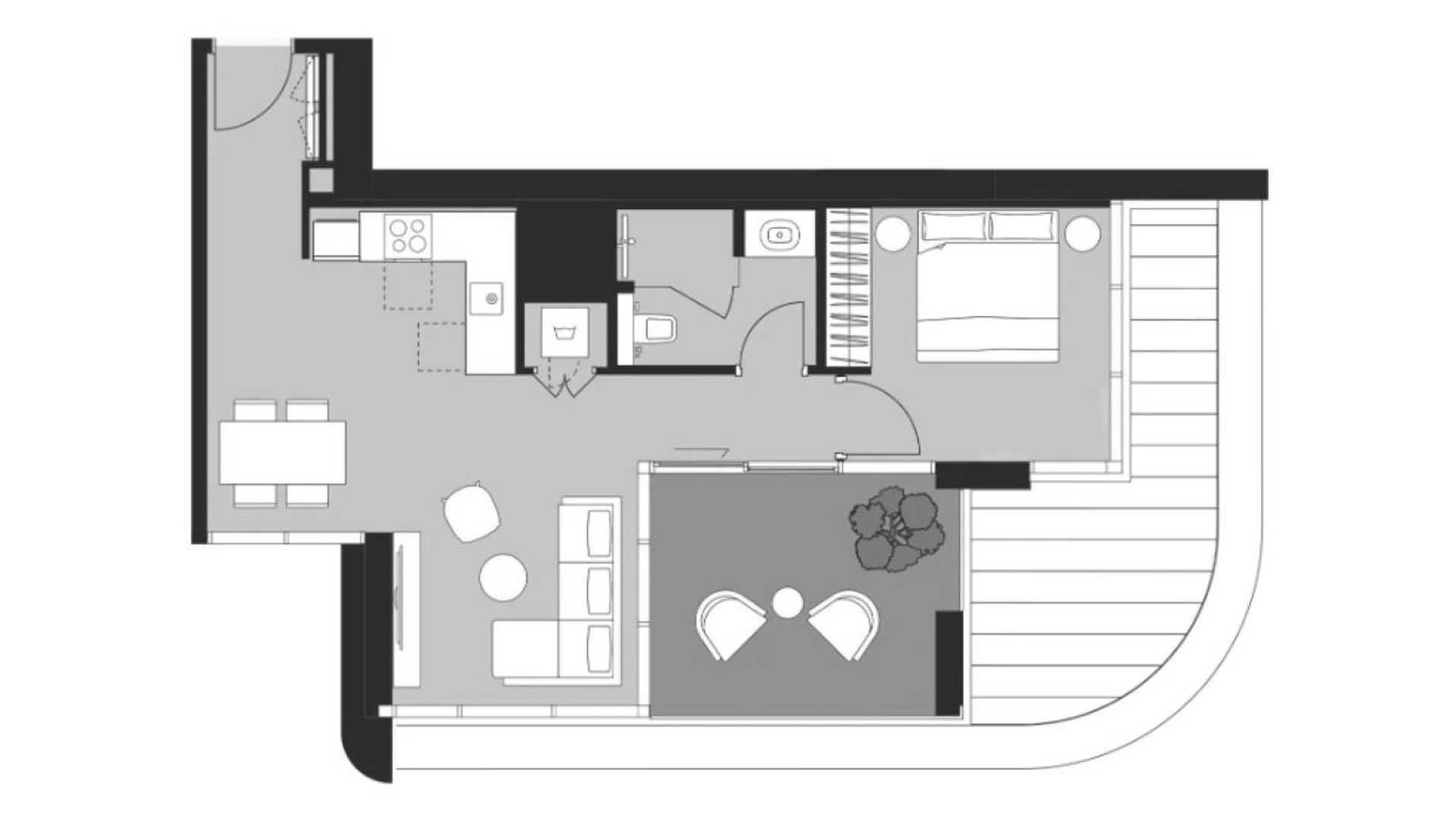 Apartment floor plan «TYPE B», 1 bedroom, Artistry Residences 2 ...